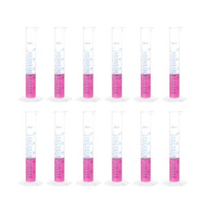 uxcell Plastic Graduated Cylinder, 25ml Measuring Cylinder, Science Test Tube Beakers, 2-Sided Metric Marking, Clear Hex Base for Lab Home 12Pcs