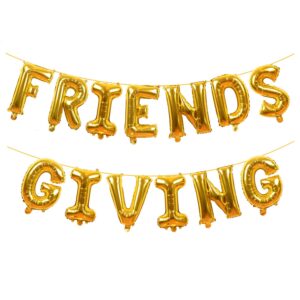 friendsgiving decorations gold foil letter 16 inches tall balloons banner thanksgiving friends party backdrop