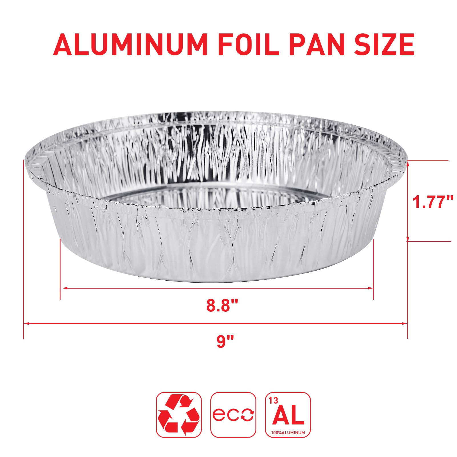 XIAFEI 9 Inch Round Aluminum Pans (50 Pack) Disposable Foil Pan, Freezer & Oven Safe For Baking, Baking, Meal Prep & Reheating