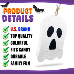 Ghost Halloween Piñata with stick - 17”x10"x 5" Perfect for Halloween Party Decorations, Photo Prop, October Birthday, Funny and Spooky Anniversary - Fits candy/favors: by Get a piñata