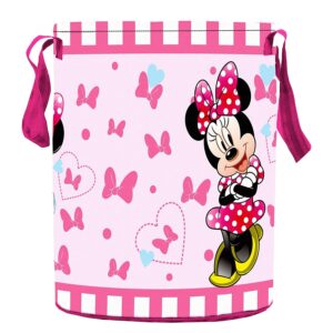 Kuber Industries Disney Minnie Print Non Woven Fabric Foldable Laundry Basket, Toy Storage Basket, Cloth Storage Basket with Handles,45 LTR (Pink)