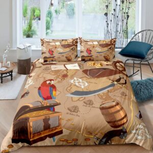 feelyou nautical decor bedding set for girls boys children sailboat rudder printed comforter cover ocean theme pirate duvet cover retro sea adventure bedspread cover twin size bedding collection 2pcs