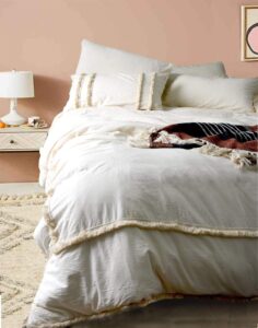 cream duvet cover set queen boho bedding set