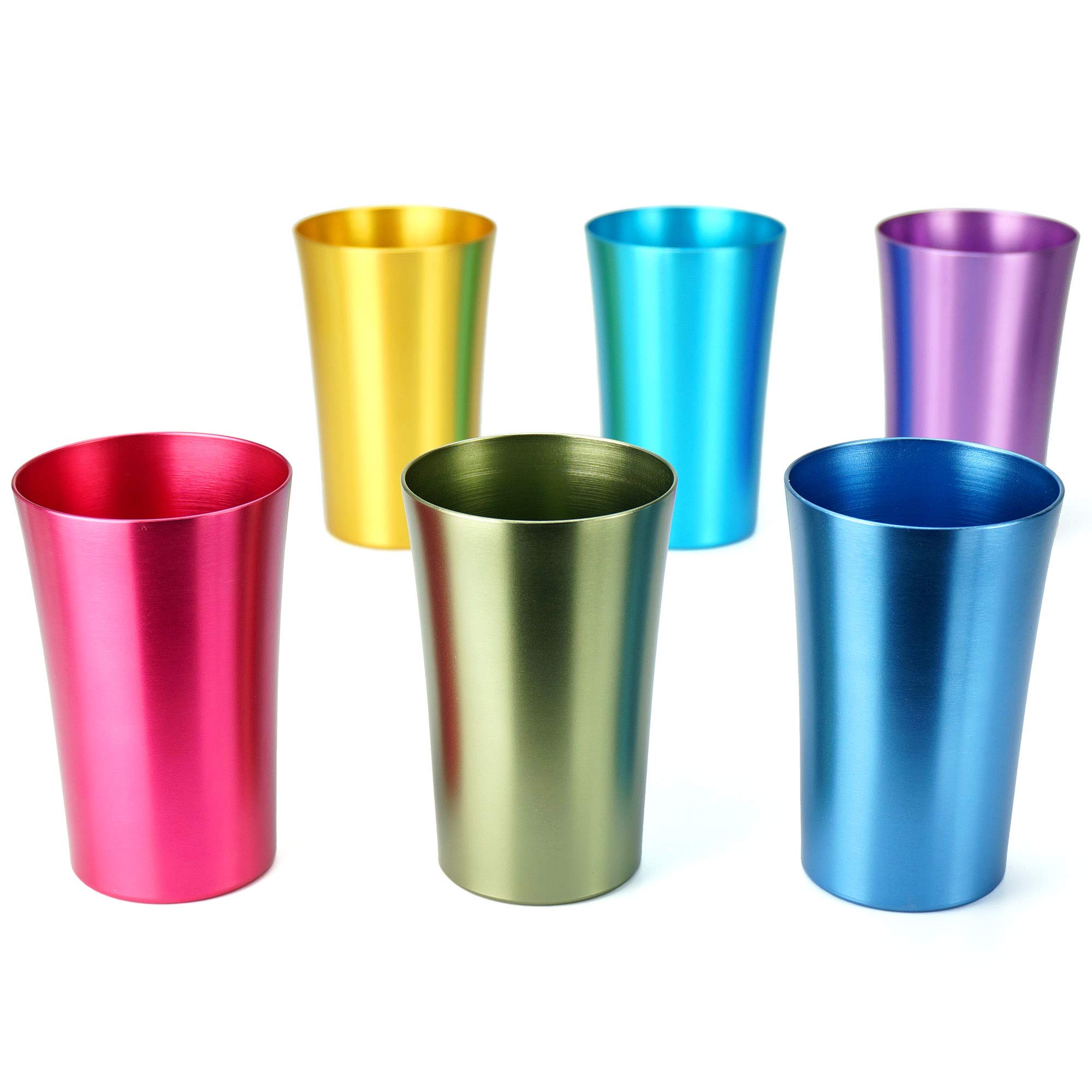 Aluminum Water Tumblers, Set of 6, Different Color, for Children and Adults, Travelling Tumblers, Party Tumblers, Stackable 10oz (SMALL)