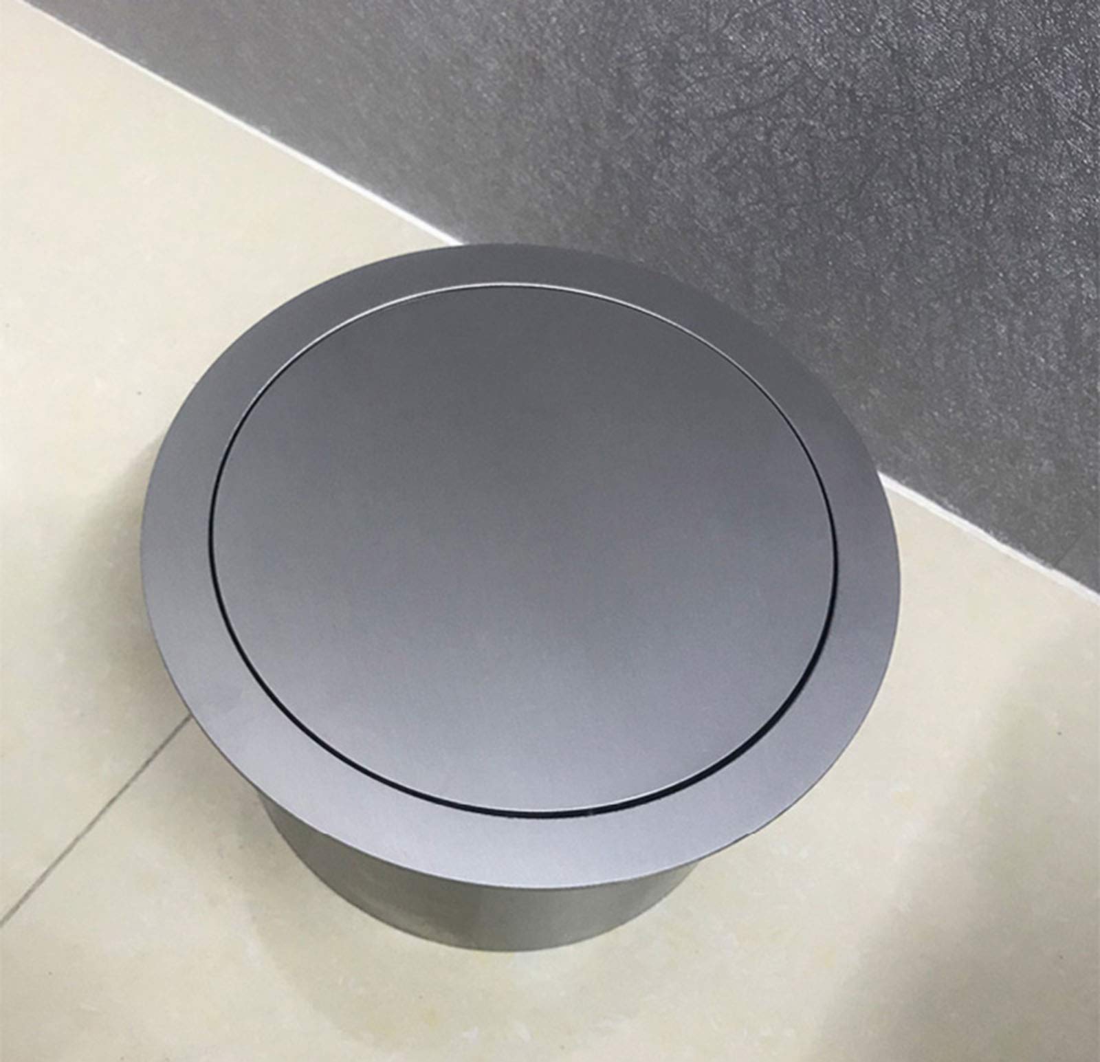 Built-in Countertop Trash and Waste Chute Lid - Round Stainless Steel Balance Flap Cover Flush Trash Grommet Swing Trash Can Lid