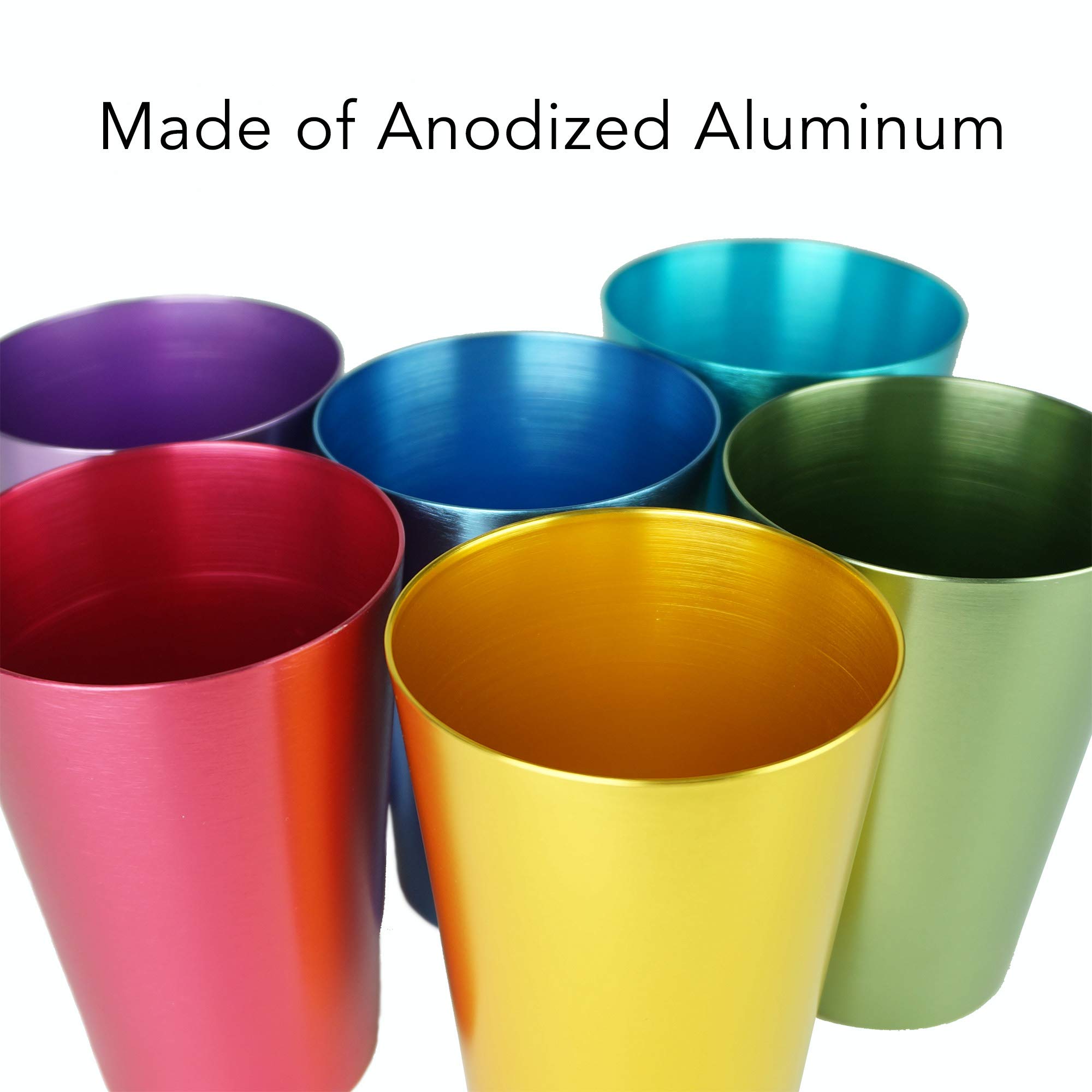 Aluminum Water Tumblers, Set of 6, Different Color, for Children and Adults, Travelling Tumblers, Party Tumblers, Stackable 10oz (SMALL)