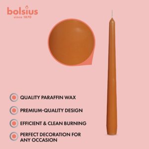 BOLSIUS Orange Taper Candles - 12 Pack Individually Wrapped Unscented 10 Inch Dinner Candle Set - 8 Burn Hours - Premium European Quality - Smokeless & Dripless Household Wedding & Party Candlesticks