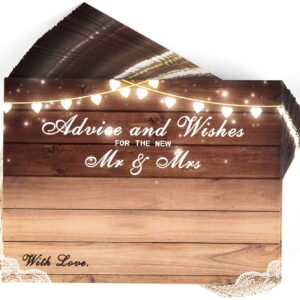 WUWEOT 100 Pack Wedding Advice Cards, Well Wishes Card for Bride and Groom, Rustic 6" x 4.3" Card Stock, Easy to Write on, Lasts Long