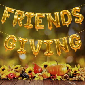 Friendsgiving Decorations Gold Foil Letter 16 Inches Tall Balloons Banner Thanksgiving Friends Party Backdrop