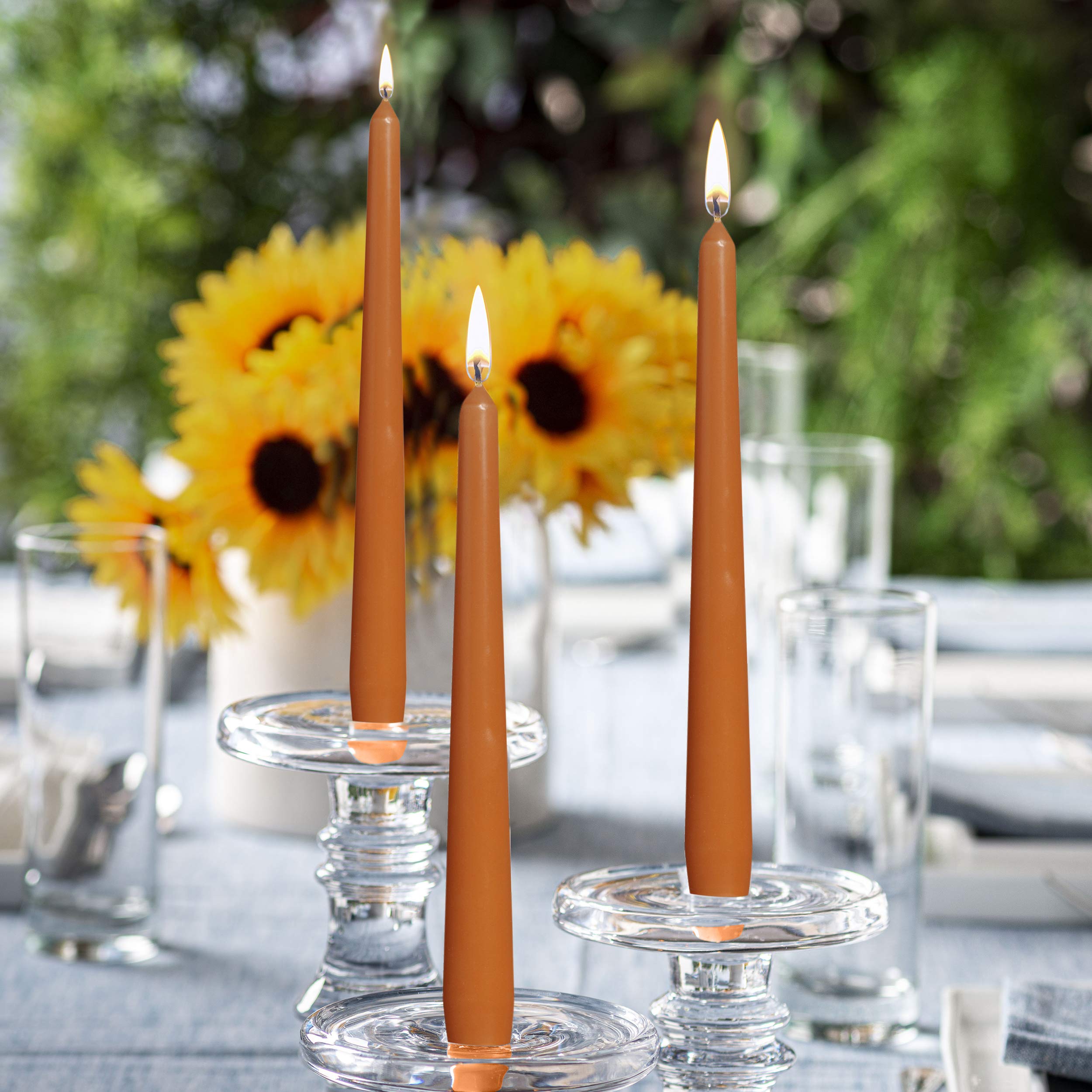 BOLSIUS Orange Taper Candles - 12 Pack Individually Wrapped Unscented 10 Inch Dinner Candle Set - 8 Burn Hours - Premium European Quality - Smokeless & Dripless Household Wedding & Party Candlesticks