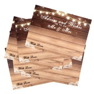 wuweot 100 pack wedding advice cards, well wishes card for bride and groom, rustic 6" x 4.3" card stock, easy to write on, lasts long