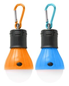 home-x led camping lights, power outage supplies, indoor/outdoor battery-operated led lights with hooks, set of 2, each 5" l x 2 ¾” w x 2 ¾” h, 1 blue, 1 orange