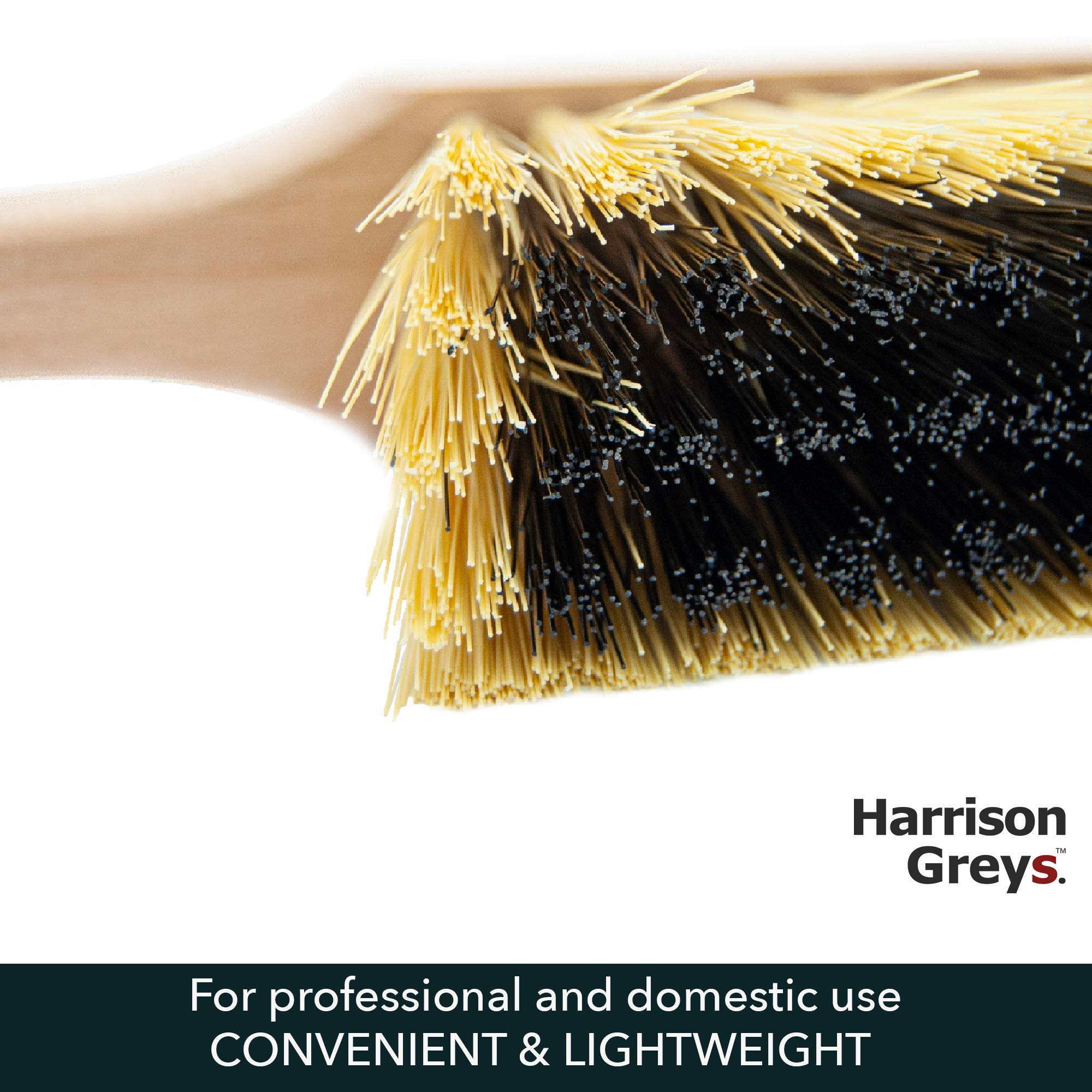 Harrison Greys Cleaning Brush, 14.2'' Hand Broom with Medium-Soft Bristles, Wooden Handle, Multi-Purpose Dusting Brush for Home and Professional Use