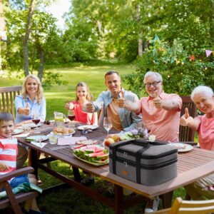 LHZK Insulated Casserole Carrier - Expandable Holder Tote for Hot or Cold Food, Fits 11 x 15 or 9 x 13 Baking Dishes - For Potlucks, Picnics, Beach (Grey)