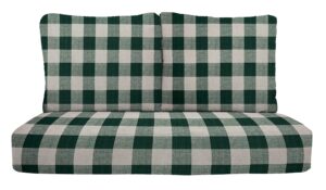 rsh decor: deep seating loveseat cushion set | 46” x 26” loveseat | all-weather spun fabric | outdoor foam settee and pillow back cushions for patio furniture | green buffalo plaid