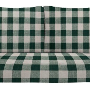 RSH DECOR: Deep Seating Loveseat Cushion Set | 46” x 26” Loveseat | All-Weather Spun Fabric | Outdoor Foam Settee and Pillow Back Cushions for Patio Furniture | Green Buffalo Plaid