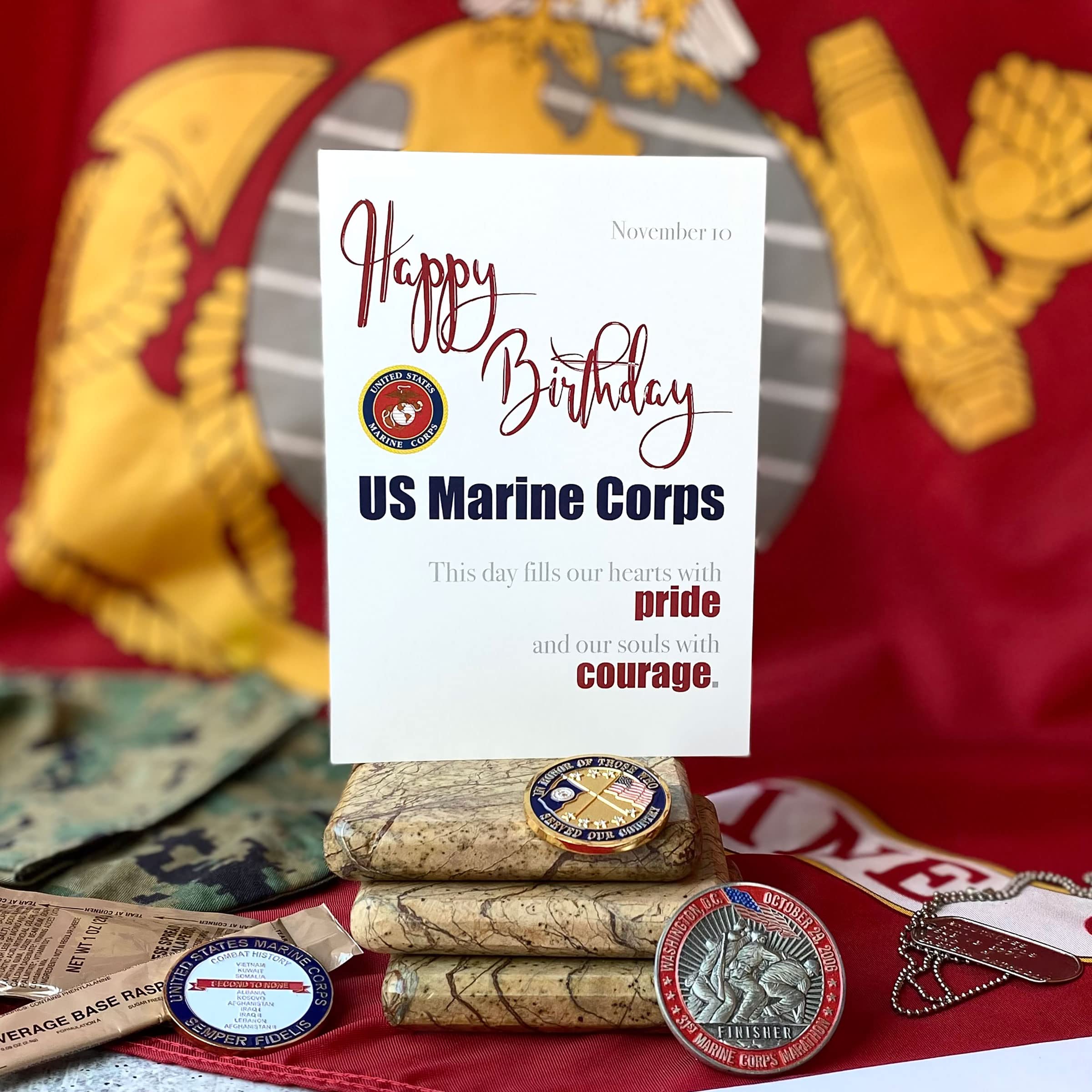 2MyHero - US Marine Corps - Military Happy Birthday Greeting Card With Envelope - 5" x 7" - Marine Corps Birthday