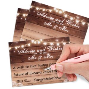 WUWEOT 100 Pack Wedding Advice Cards, Well Wishes Card for Bride and Groom, Rustic 6" x 4.3" Card Stock, Easy to Write on, Lasts Long