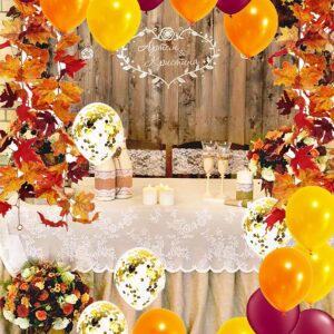 Fall Balloons/Fall Birthday Party Decorations Fall Bridal Shower Decorations/Maroon Orange Thanksgiving Decorations/Fall Weddings/20pcs Balloons Burgundy Orange Yellow Gold