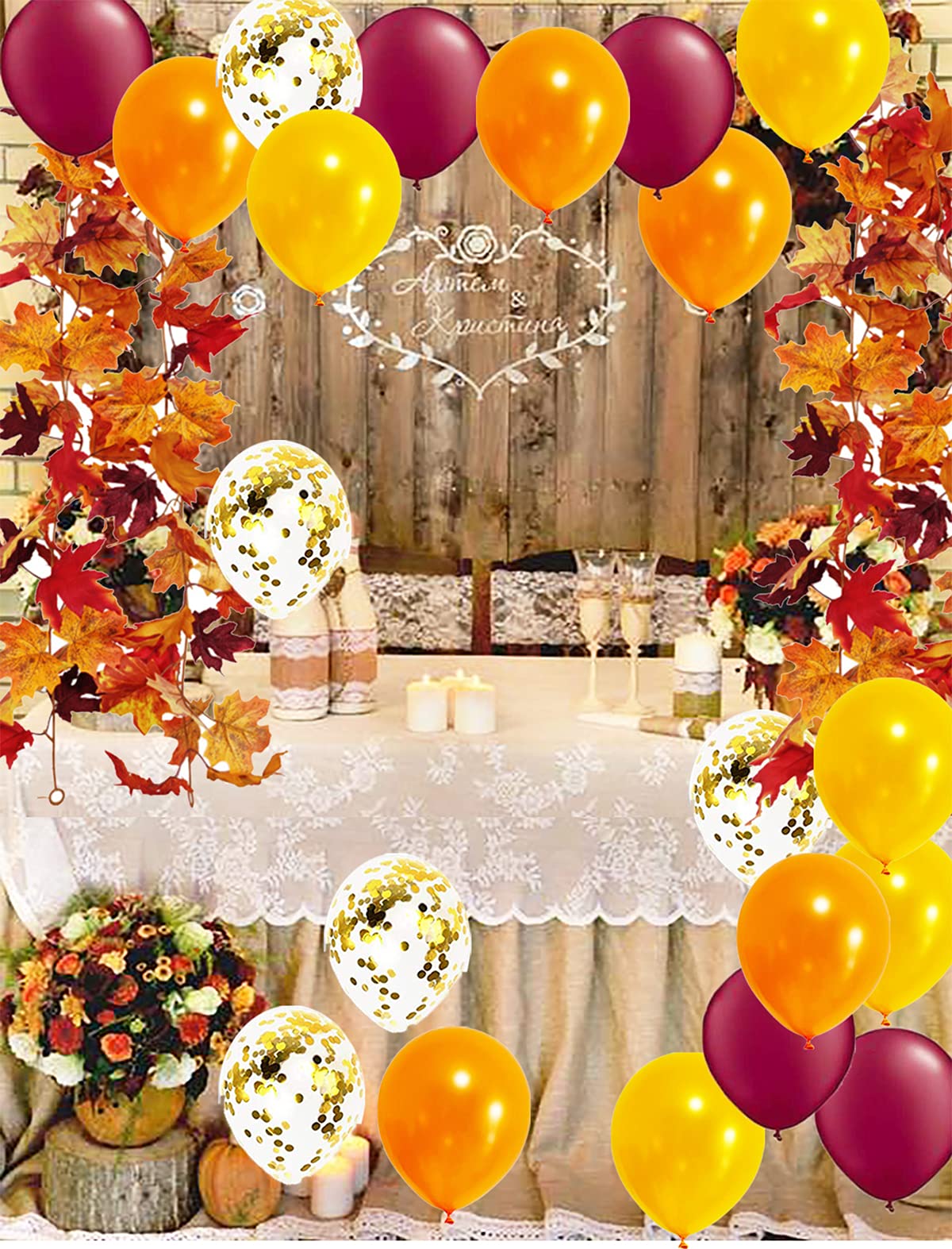 Fall Balloons/Fall Birthday Party Decorations Fall Bridal Shower Decorations/Maroon Orange Thanksgiving Decorations/Fall Weddings/20pcs Balloons Burgundy Orange Yellow Gold