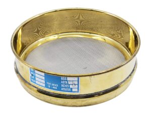 test sieve, 8 inch - full height - astm no. 35 (500µm) - brass frame with stainless steel wire mesh - eisco labs