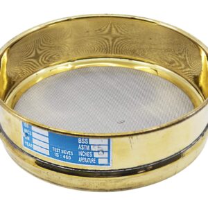 Test Sieve, 8 Inch - Full Height - ASTM No. 35 (500µm) - Brass Frame with Stainless Steel Wire Mesh - Eisco Labs