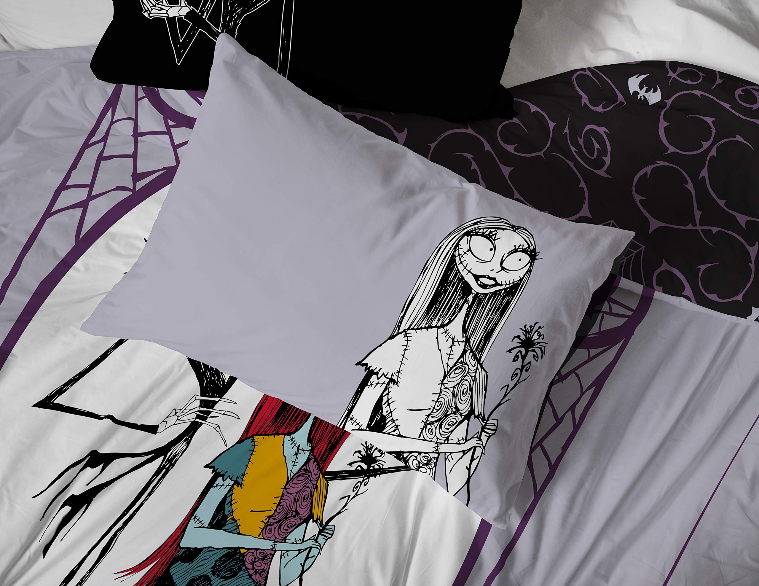 Jay Franco Disney Nightmare Before Christmas Gothic Romance Twin Sheet Set -3 Piece Set Super Soft and Cozy Kids Bedding Features Jack Skellington & Sally - Microfiber Sheets(Official Disney Product)