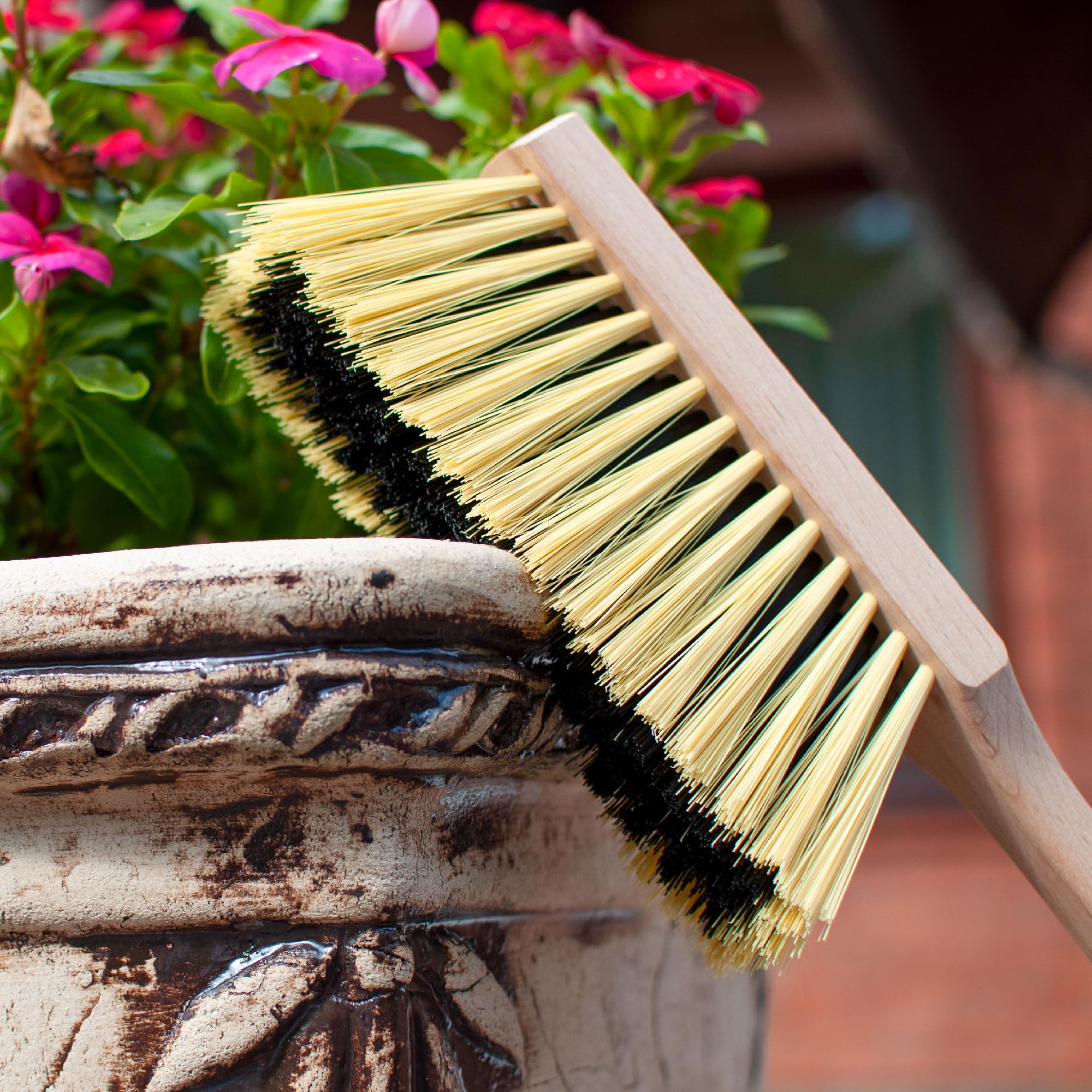 Harrison Greys Cleaning Brush, 14.2'' Hand Broom with Medium-Soft Bristles, Wooden Handle, Multi-Purpose Dusting Brush for Home and Professional Use