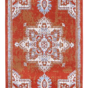 Furnish my Place Bohemian Rug - 7 ft. 8 in. x 11 ft, Rust, Indoor Area Rug with Bordered Design, Jute Backing