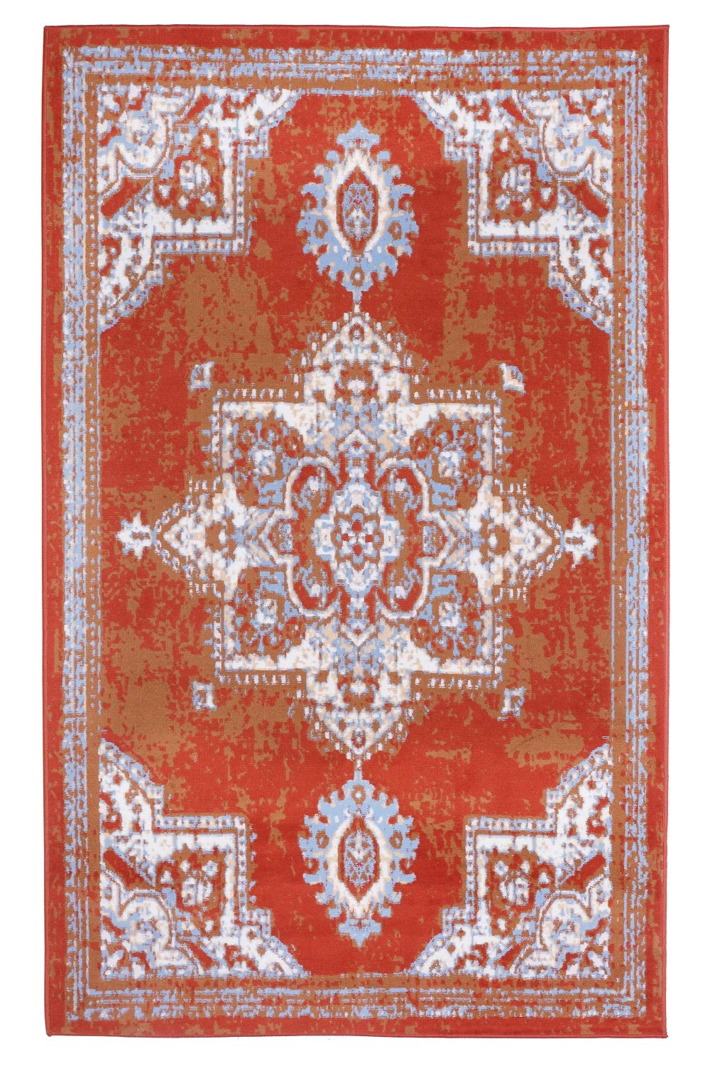 Furnish my Place Bohemian Rug - 7 ft. 8 in. x 11 ft, Rust, Indoor Area Rug with Bordered Design, Jute Backing