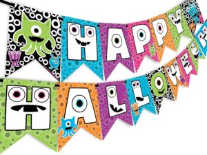 little monster happy halloween banner pennant - halloween party supplies - halloween party decorations - halloween decorations - hh