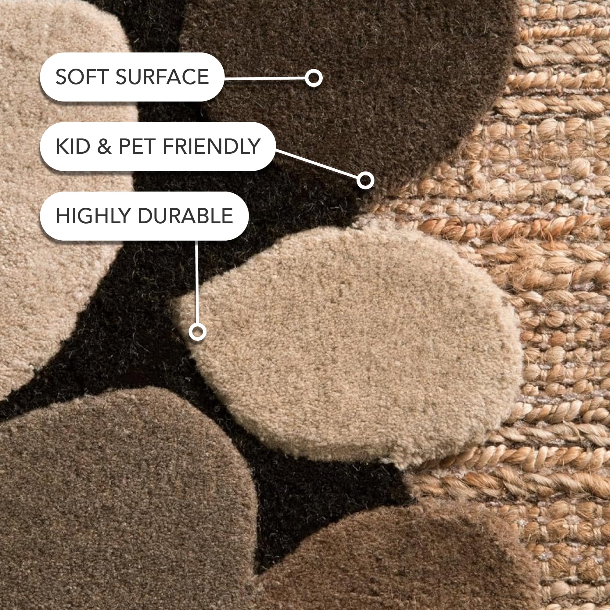 nuLOOM Hand Tufted Pebbles Runner Rug, 2' 6" x 6', Natural