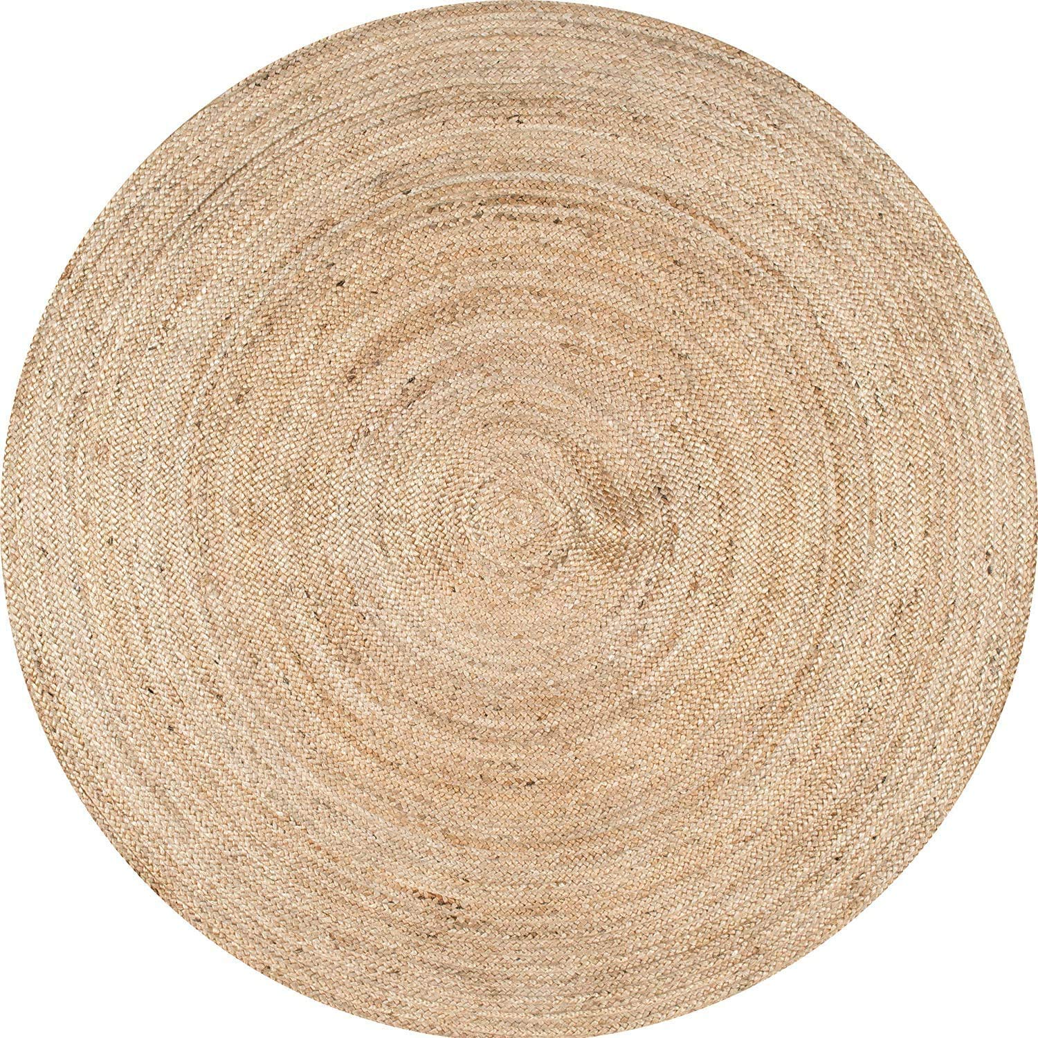 The Knitted Co. 100% Jute Area Rug 8 Feet- Round Natural Fibers- Braided Design Hand Woven Natural Carpet - Home Decor for Living Room Hallways Bedroom (Natural, 8' Round)