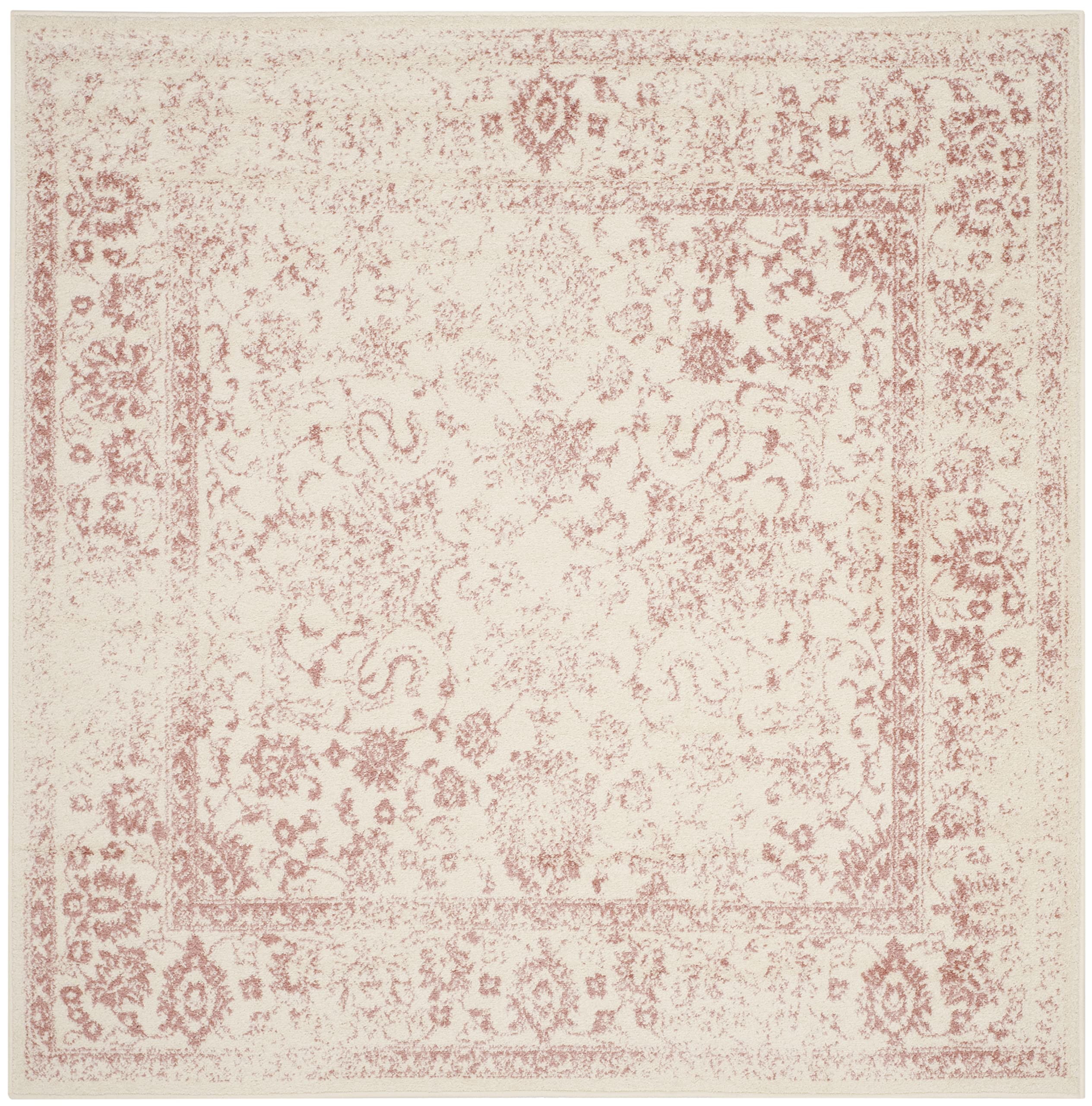 SAFAVIEH Adirondack Collection 10' Square Ivory / Rose ADR109H Oriental Distressed Non-Shedding Living Room Bedroom Dining Home Office Area Rug