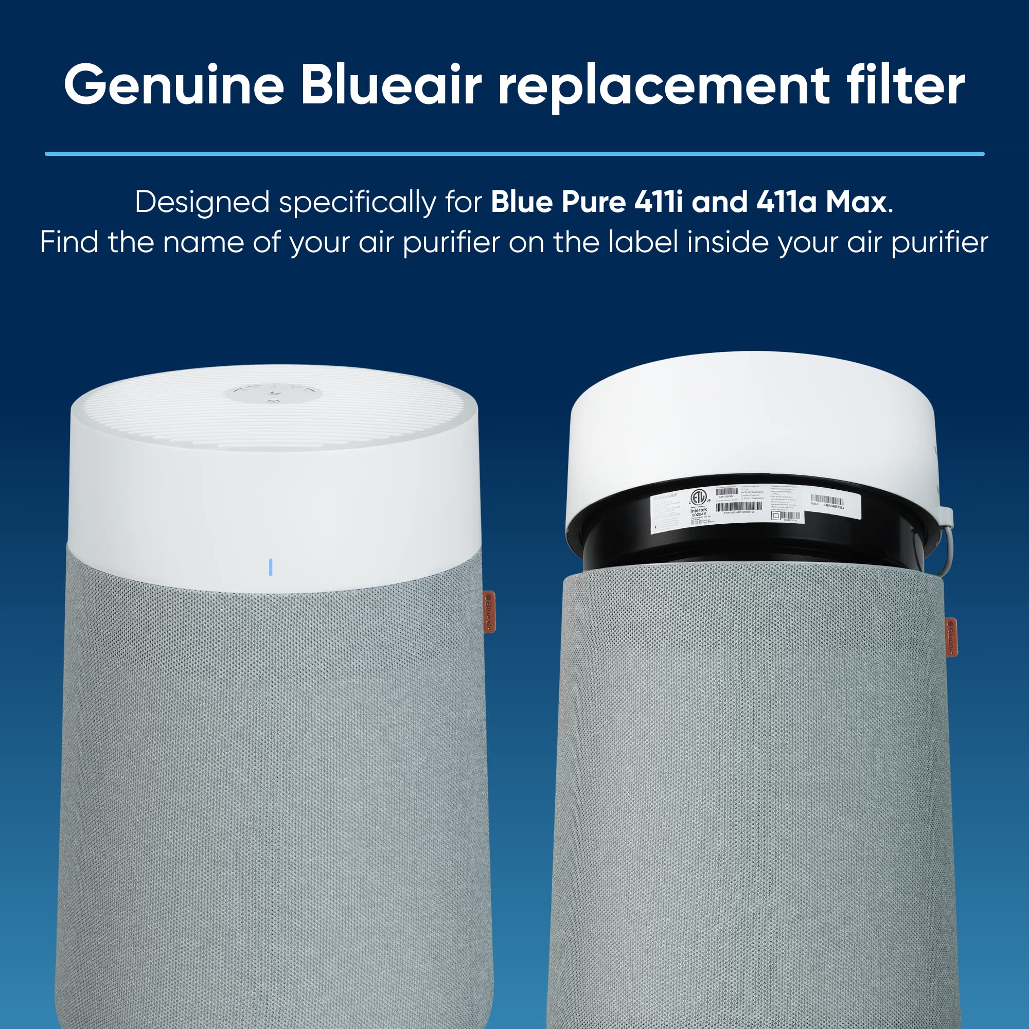 BLUEAIR Blue Pure 411i Max and 411a Max Genuine Replacement Filter, Blue Pure F4MAX, fits Blue Pure 411i Max and 411a Max Air Purifier