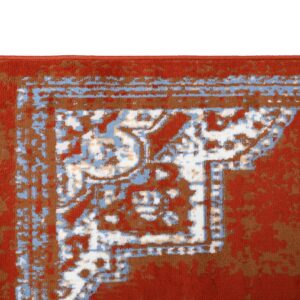 Furnish my Place Bohemian Rug - 7 ft. 8 in. x 11 ft, Rust, Indoor Area Rug with Bordered Design, Jute Backing