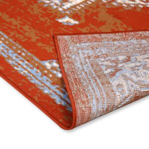 Furnish my Place Bohemian Rug - 7 ft. 8 in. x 11 ft, Rust, Indoor Area Rug with Bordered Design, Jute Backing