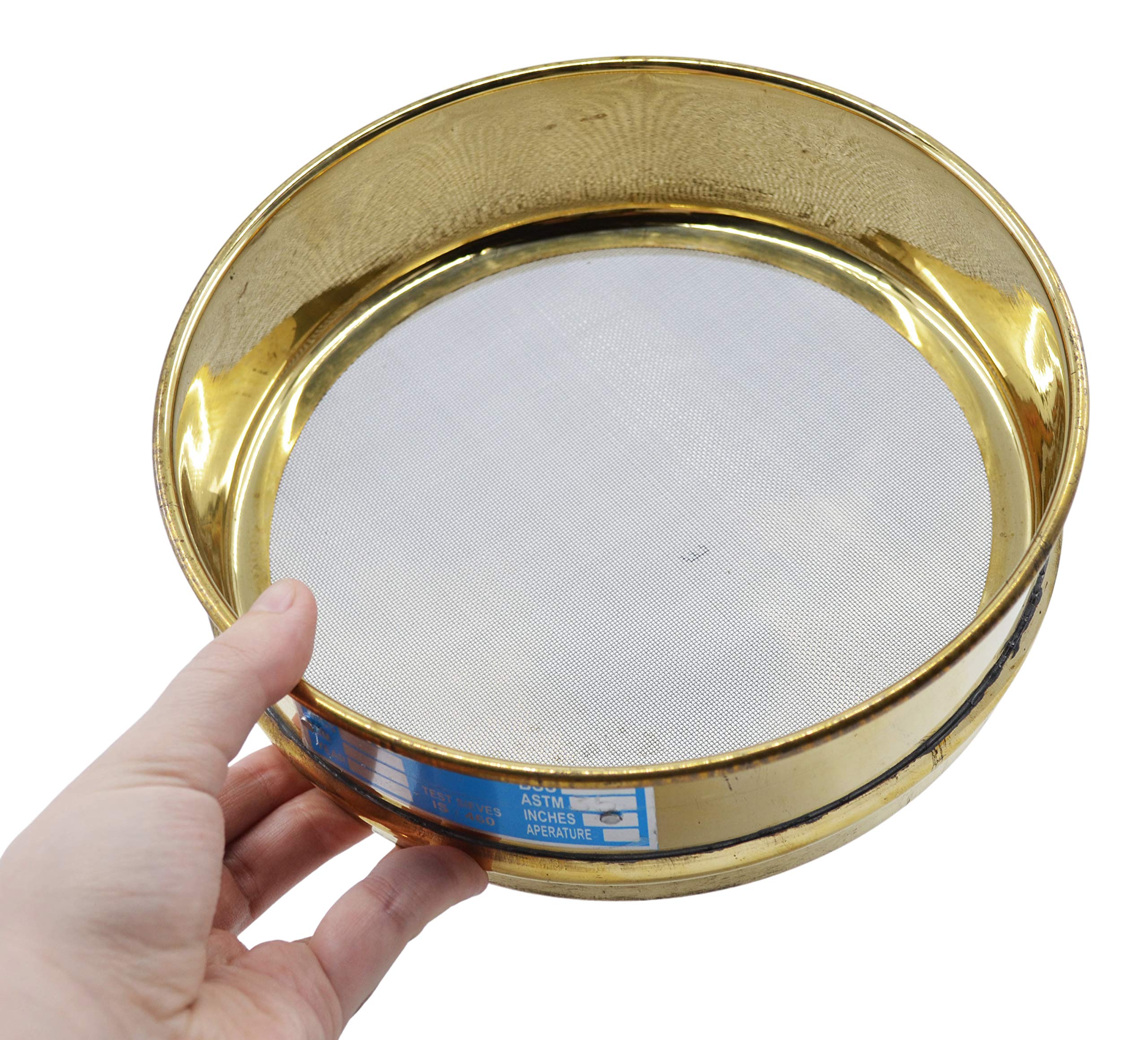 Test Sieve, 8 Inch - Full Height - ASTM No. 35 (500µm) - Brass Frame with Stainless Steel Wire Mesh - Eisco Labs