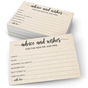 321done 4x6 advice and wishes for the mr. & mrs. cards, made in usa - kraft tan, rustic, boho, minimalist wedding & bridal shower fill-in prompts cardstocks - set of 50