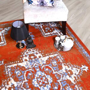 Furnish my Place Bohemian Rug - 7 ft. 8 in. x 11 ft, Rust, Indoor Area Rug with Bordered Design, Jute Backing