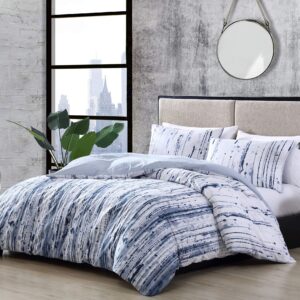 City Scene - King Duvet Cover Set, Reversible Cotton Bedding with Matching Shams, Modern Home Decor (Sokal Blue, King)