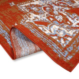 Furnish my Place Bohemian Rug - 7 ft. 8 in. x 11 ft, Rust, Indoor Area Rug with Bordered Design, Jute Backing