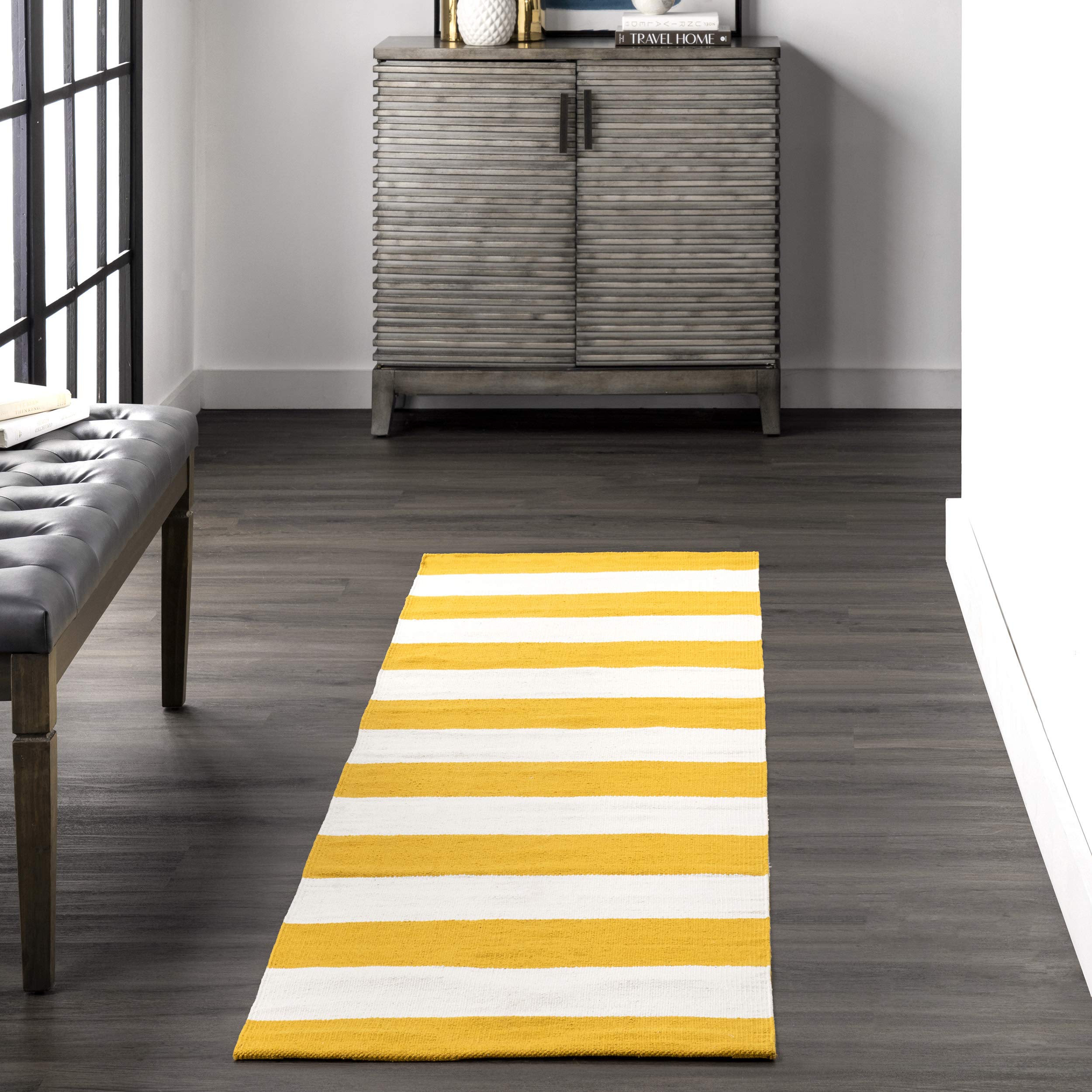 nuLOOM Gracen Cotton Stripe Runner Rug, 2' x 6', Yellow