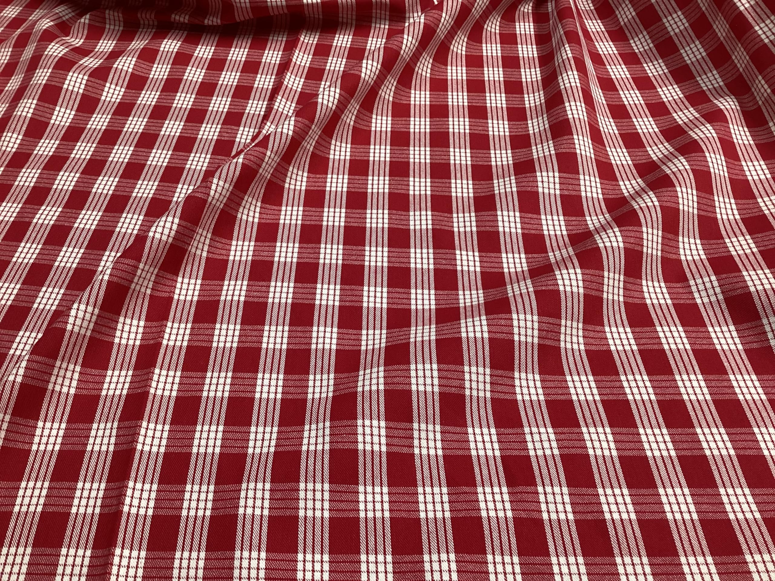 Red Palaka Woven Fabric Hawaiian