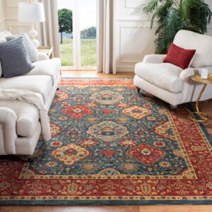 safavieh mahal collection 11' square navy / red mah655c traditional oriental non-shedding living room bedroom dining home office area rug