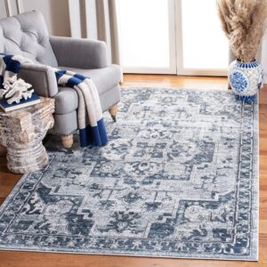 martha stewart x safavieh 9' x 12' navy/ivory msr883n denver traditional medallion non-shedding area rug