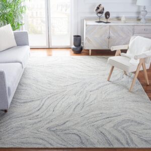 safavieh metro collection area rug - 8' x 10', ivory & silver, handmade modern abstract wool, ideal for high traffic areas in living room, bedroom (met505g)