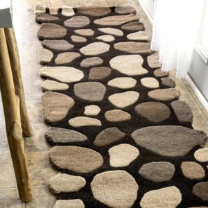 nuloom hand tufted pebbles runner rug, 2' 6" x 6', natural