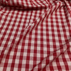 Red Palaka Woven Fabric Hawaiian