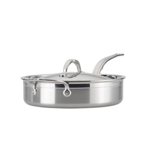 hestan - probond collection - professional clad stainless steel sauté pan, induction cooktop compatible, 3.5 quart